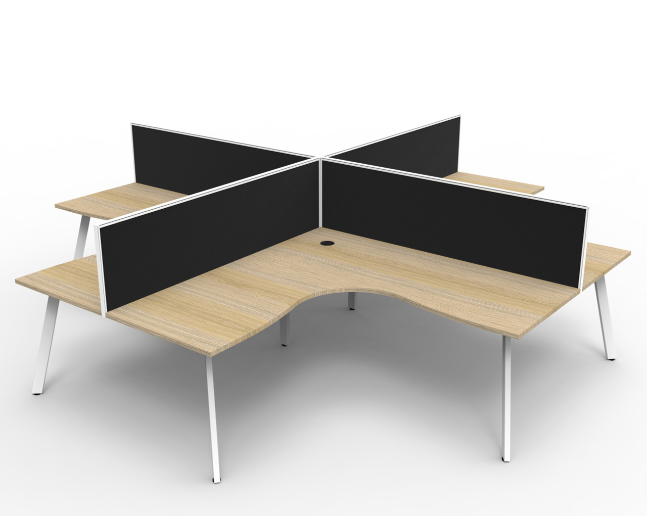 Fluid 4 Person Corner Workstation Pod With Screens - Urban Hyve