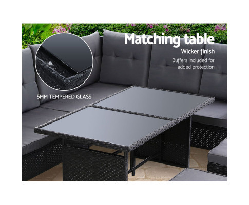 Leppington Black Sofa Set Patio Lounge Setting - Urban Hyve