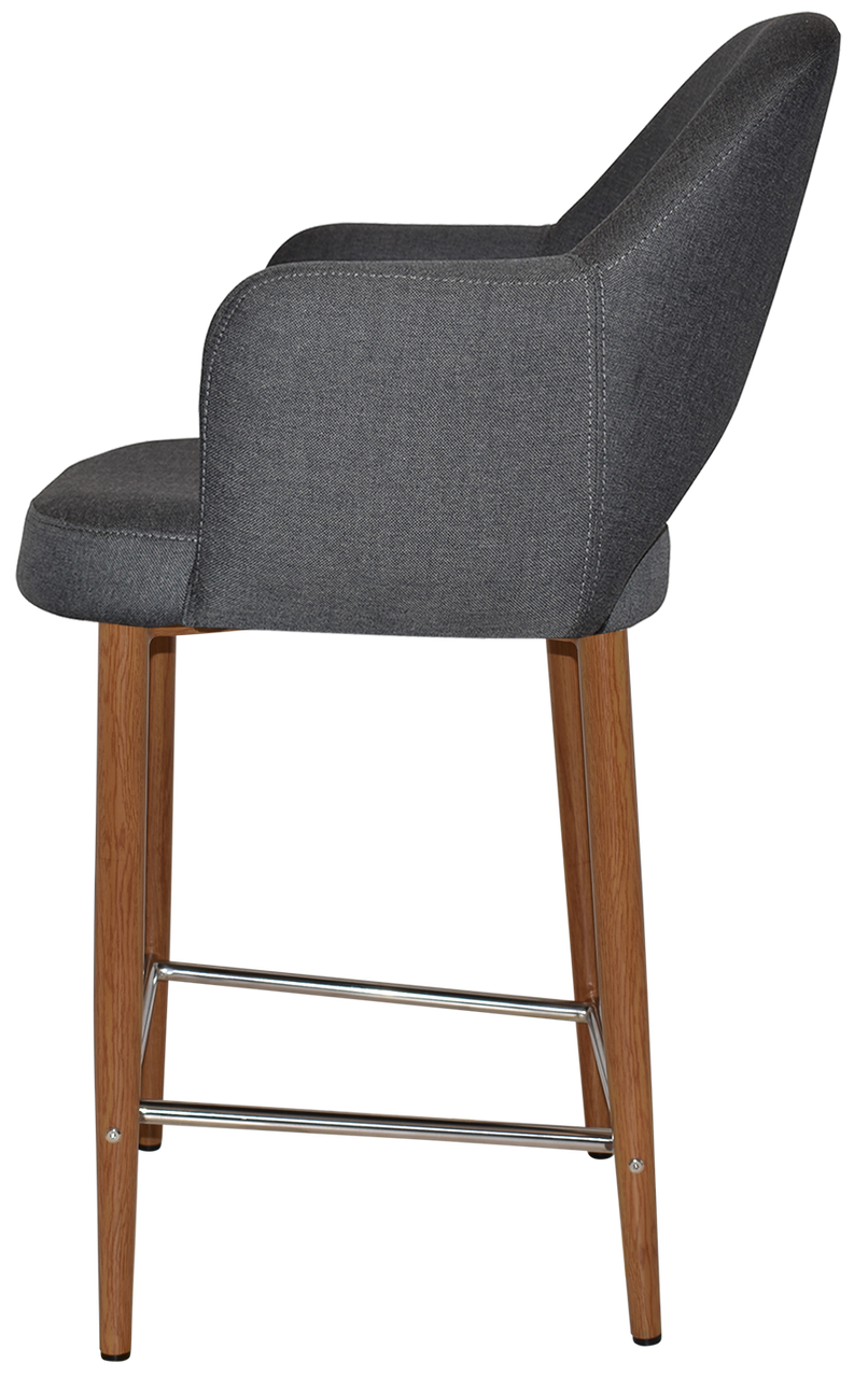 Albury 650 Metal Light Oak Arm Stool - Urban Hyve
