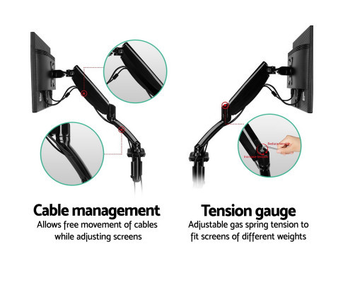Black Double Desk Mounted Monitor Arms - C-Clamp/Grommet - Urban Hyve