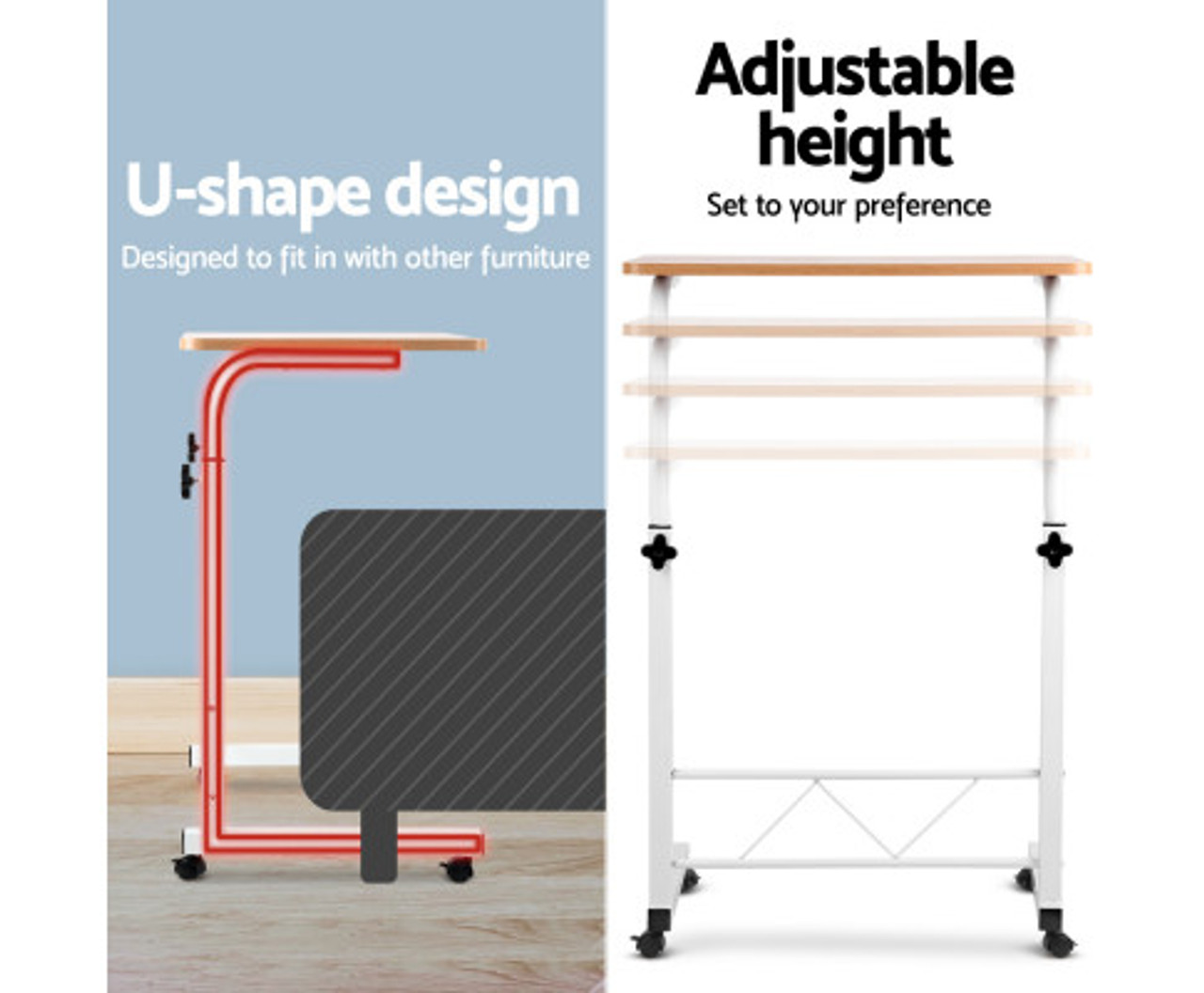 Portable Light Wood Height Adjustable Laptop Stand Desk - Urban Hyve