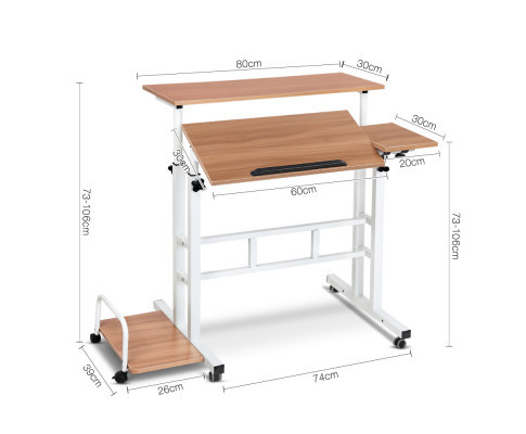Mobile Light Wood Twin Laptop Desk - Urban Hyve