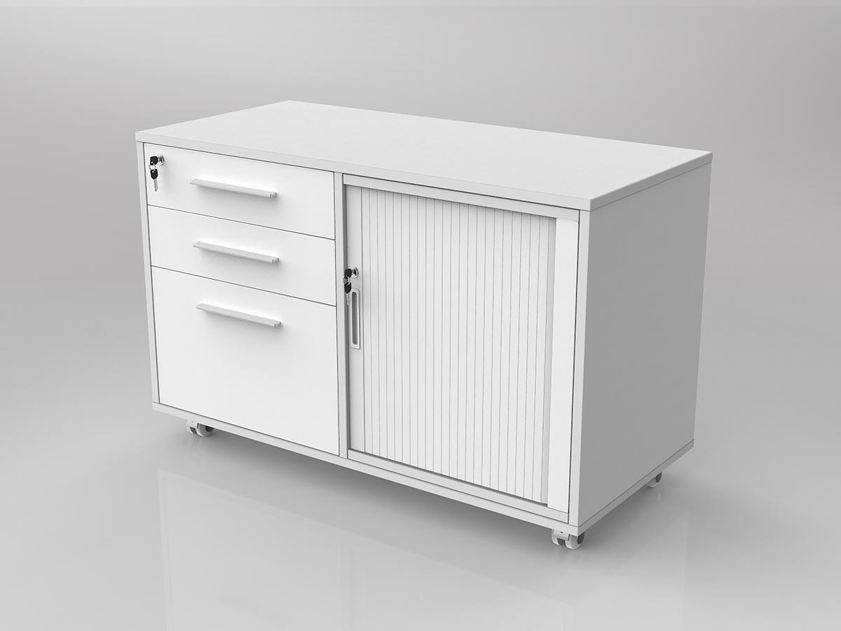 Mod Tambour Pedestal With 2 Drawers + 1 File - Urban Hyve