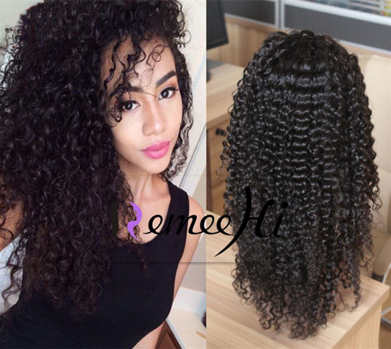 Remeehi Deep Curly Wave Brazilian Virgin Full Lace Human Hair Glueless