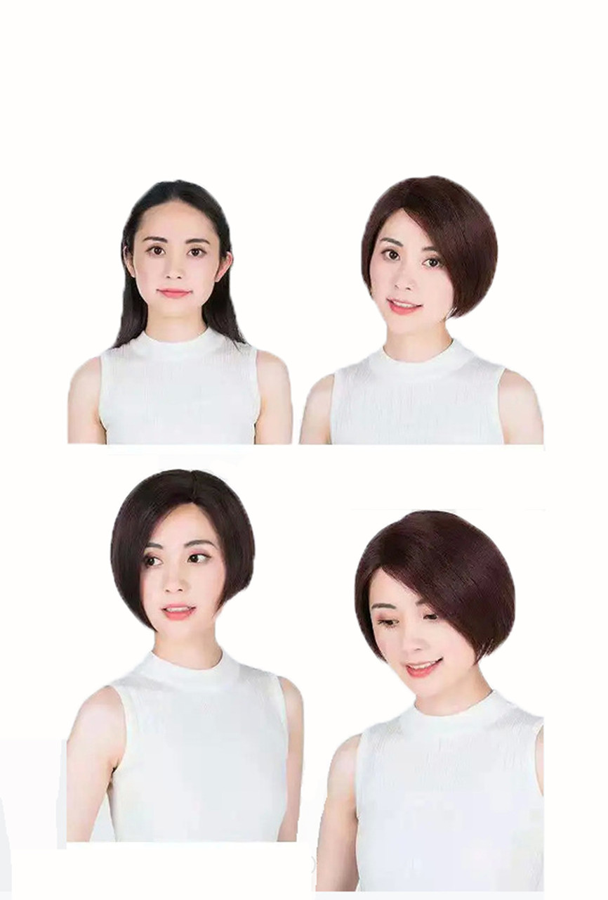 Remeehi Fluffy And Realistic Bob Straight Hair Wig 100% Human Hair ...