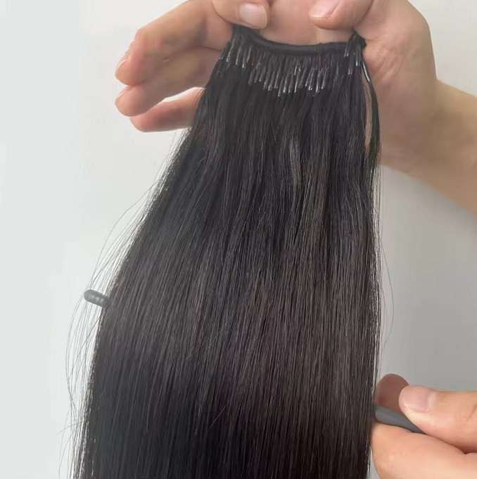 Remeehi Grey Blond InvisibleCotton String Twins I-tip Micro Bead ...