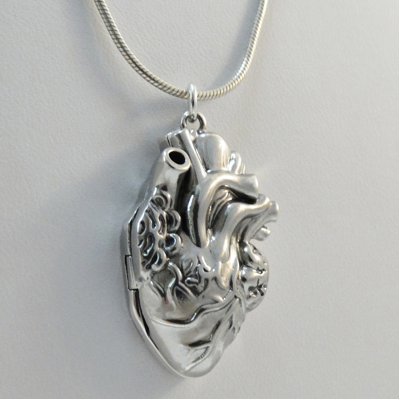 Anatomical Heart Locket Necklace in Sterling Silver ...