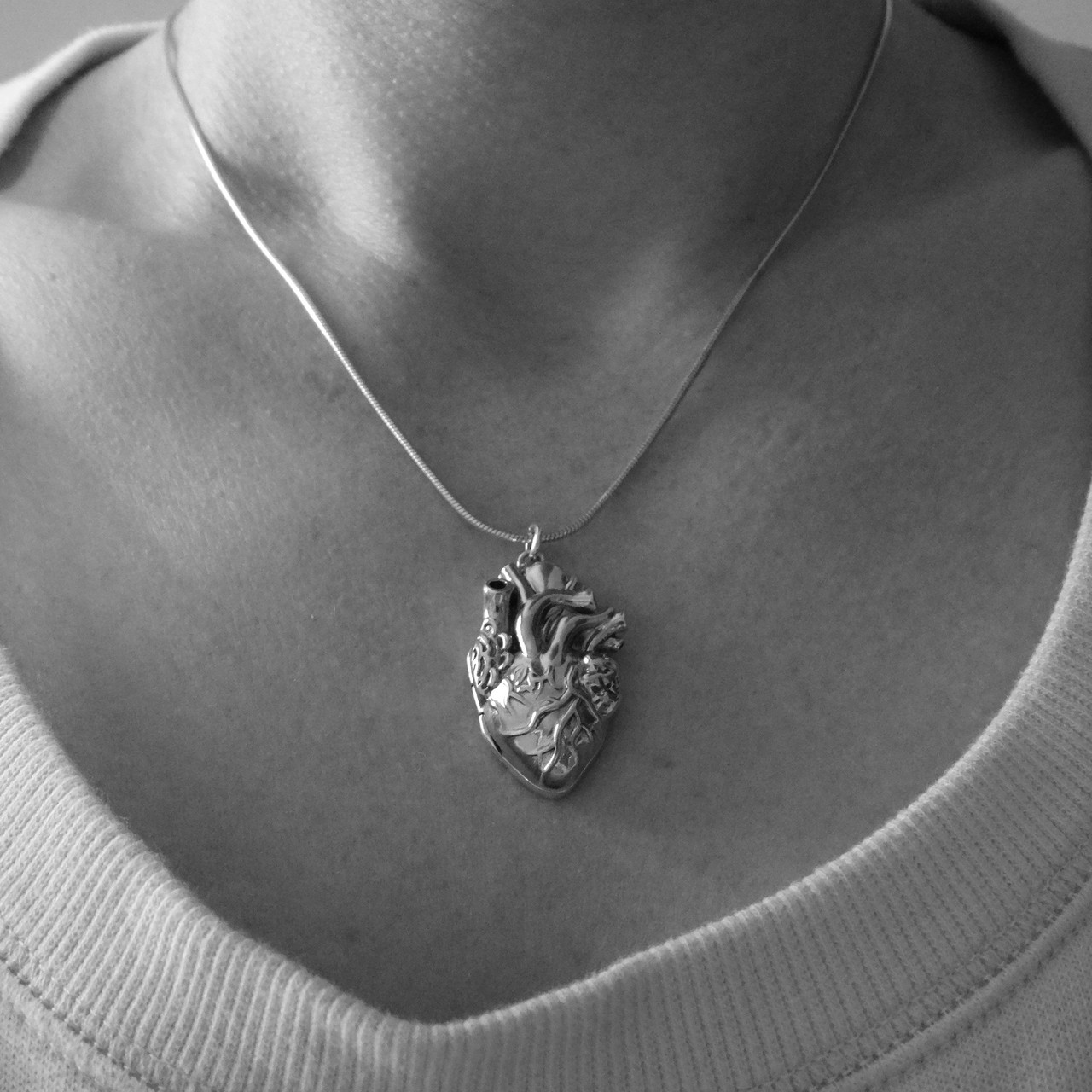 Anatomical Heart Locket Necklace in Sterling Silver ...