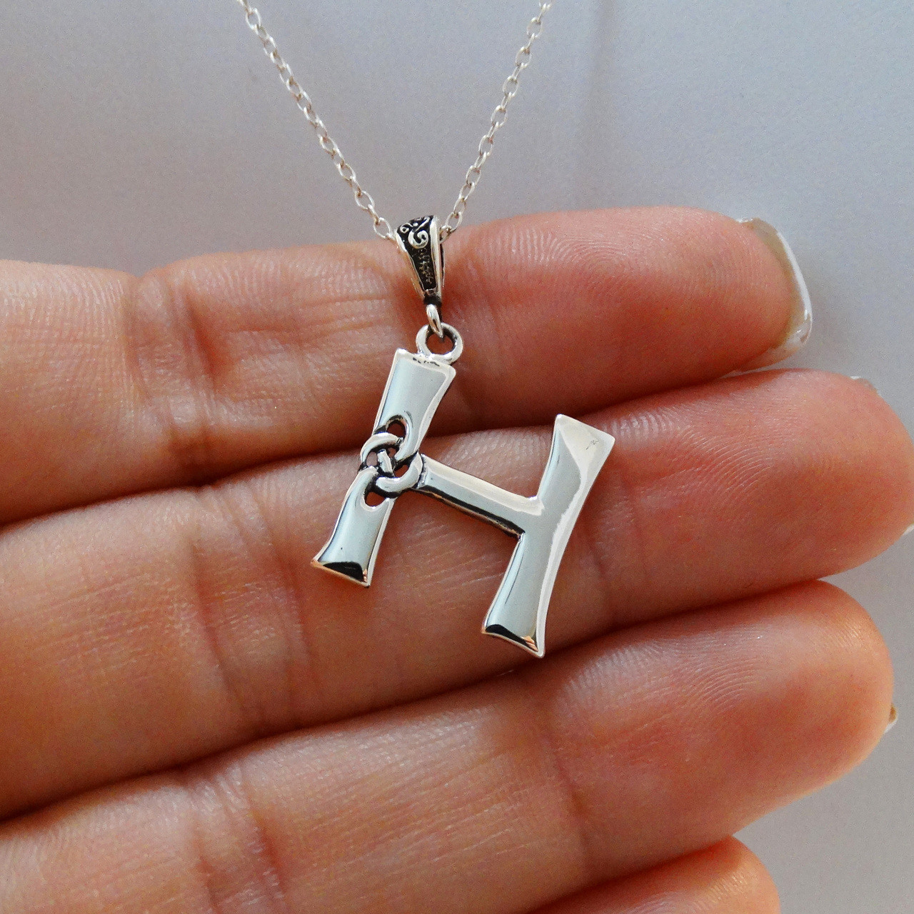 Sterling Silver Celtic Initial Letter H Necklace | FashionJunkie4Life