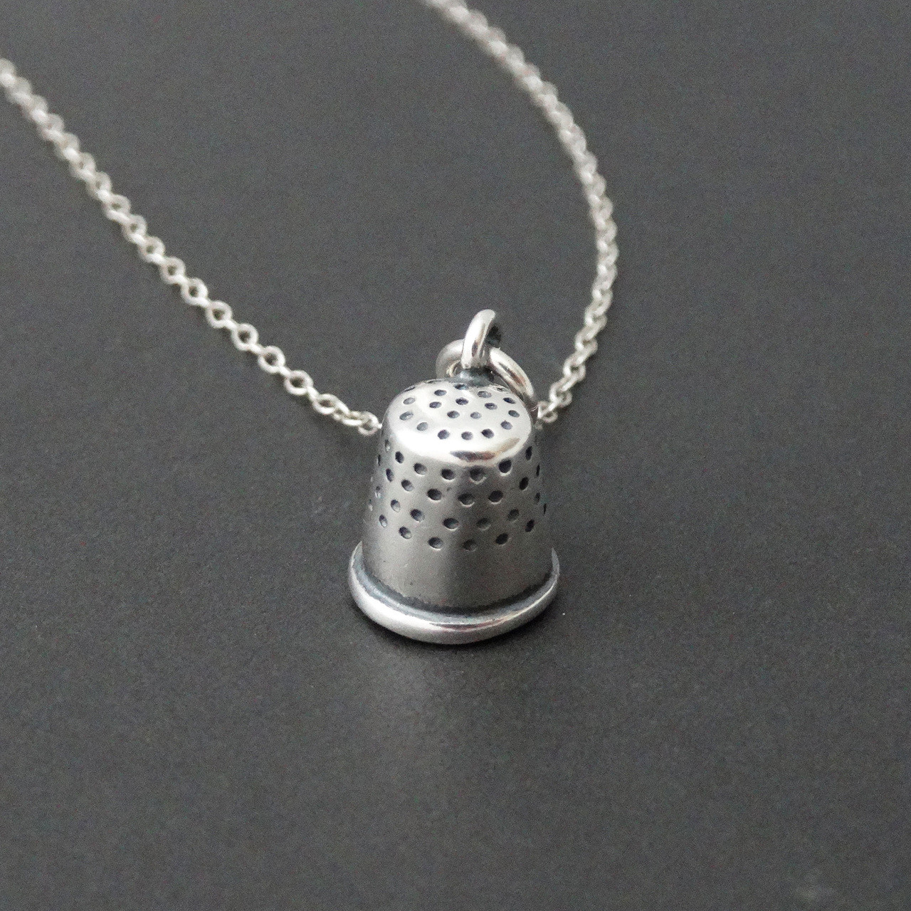 Sterling Silver Thimble Necklace | FashionJunkie4Life.com
