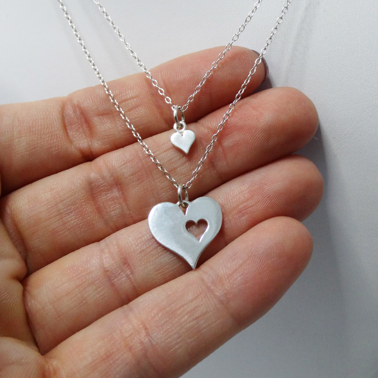 Sterling Silver Mother Daughter Heart Necklaces | FashionJunkie4Life
