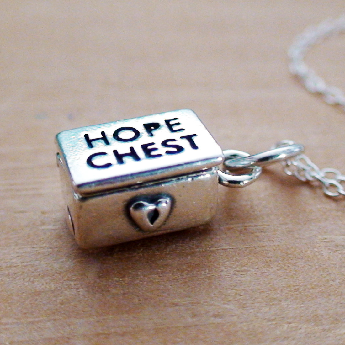 Sterling Silver Hope Chest Charm Necklace | FashionJunkie4Life
