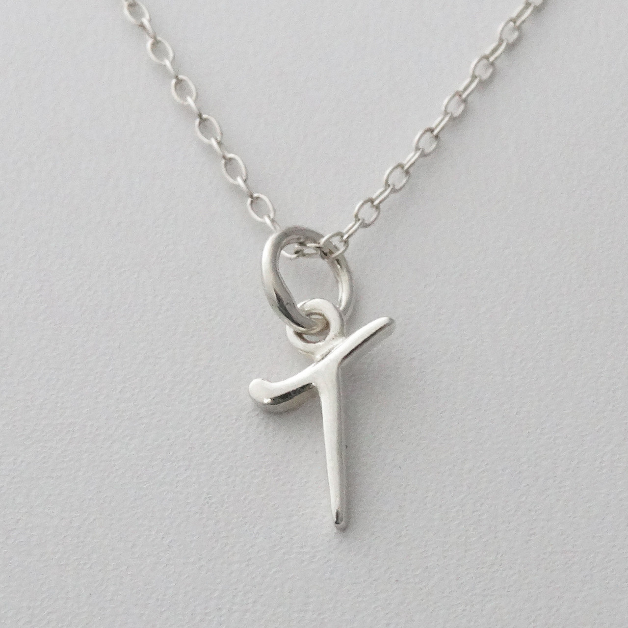 Sterling Silver Tiny Letter T Necklace | FashionJunkie4Life