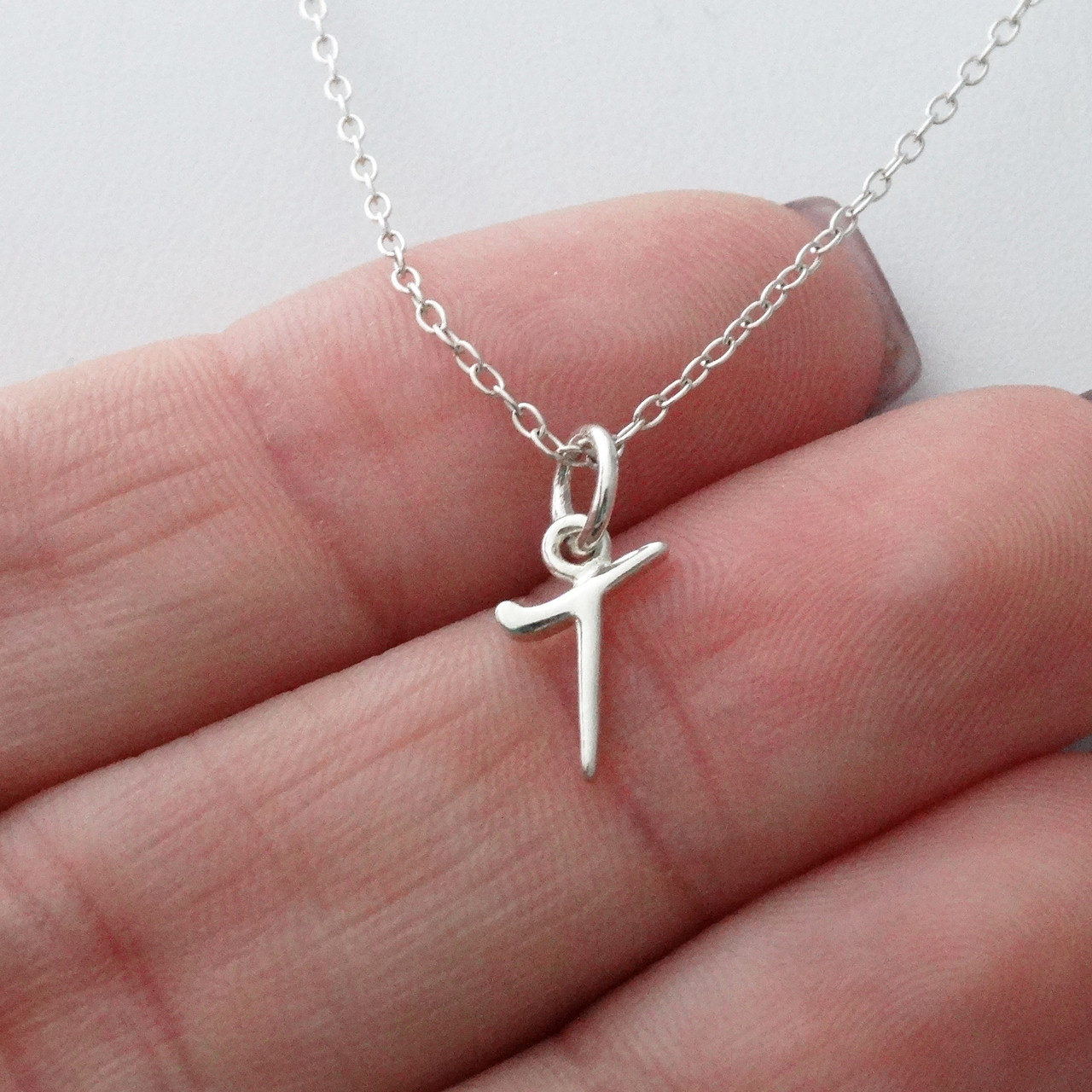 Sterling Silver Tiny Letter T Necklace | FashionJunkie4Life