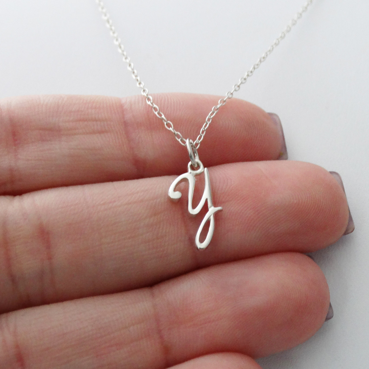 Sterling Silver Tiny Letter Y Necklace | FashionJunkie4Life