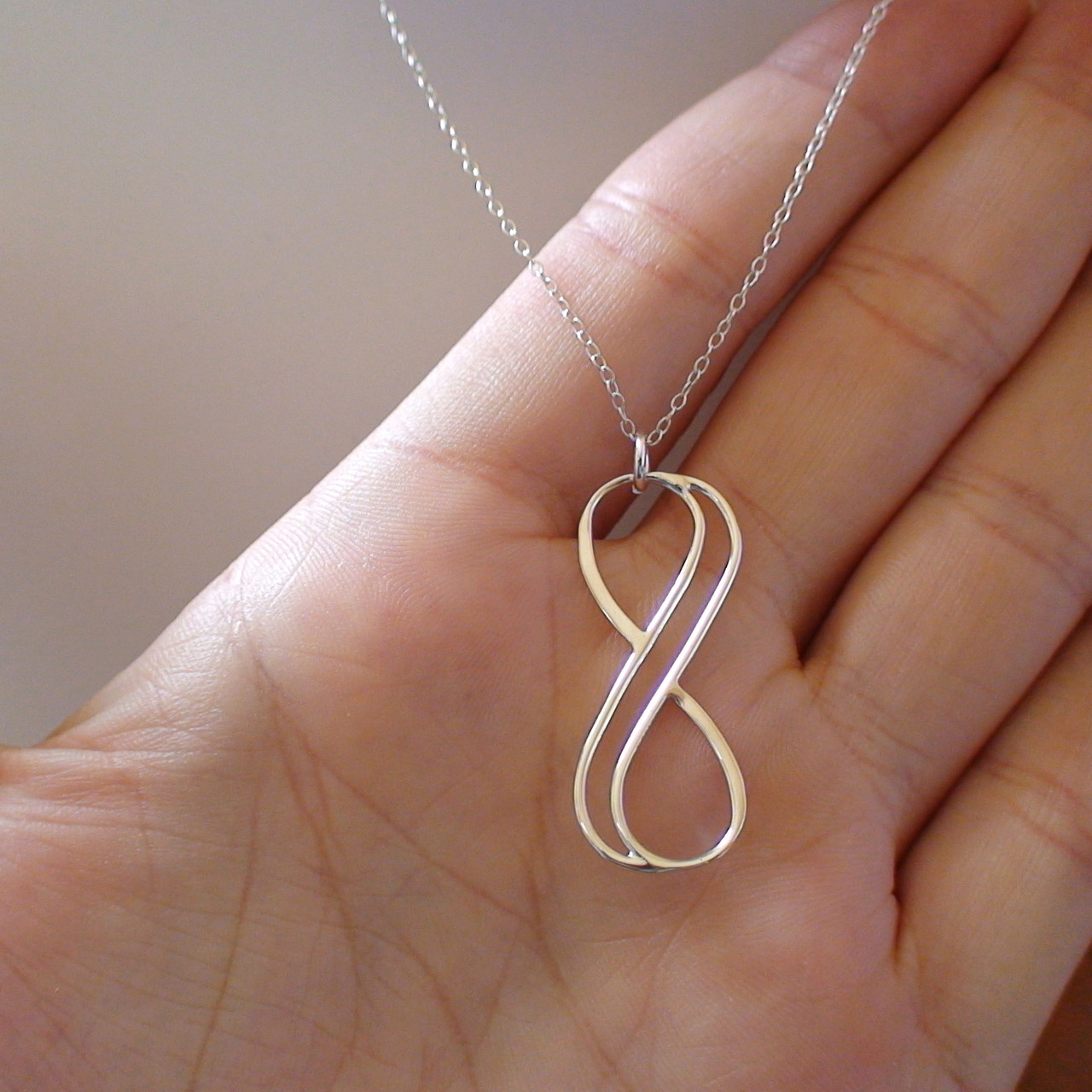 Vertical Infinity Necklace - 925 Sterling Silver