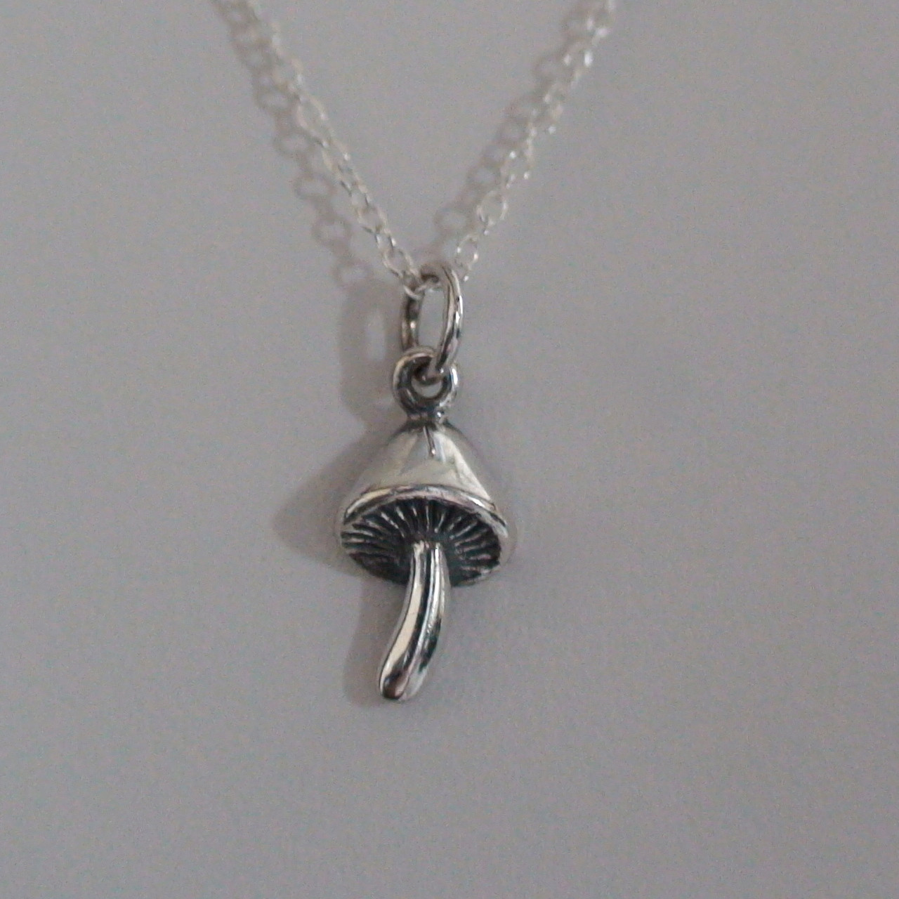 Tiny Mushroom Necklace - Sterling Silver