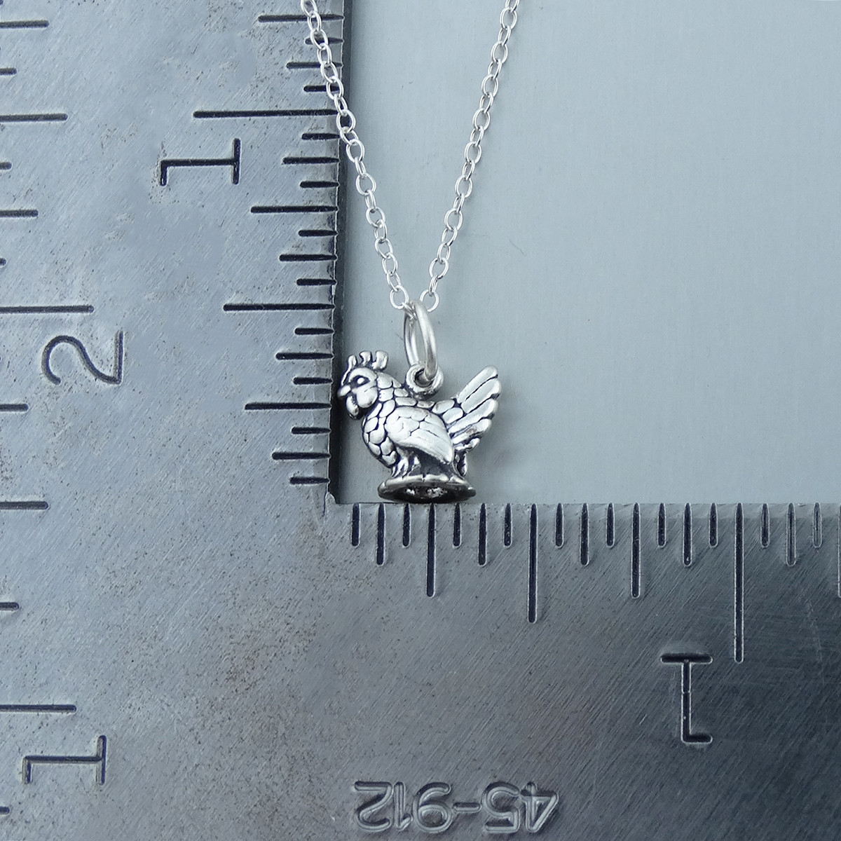 Tiny Chicken Charm Necklace - 925 Sterling Silver - FashionJunkie4Life