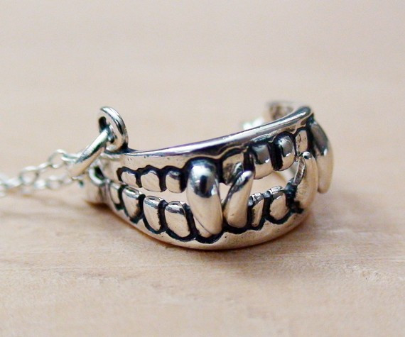 Fangs (movable) - Sterling Silver Charm Necklace