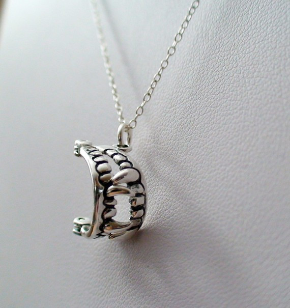 Fangs (movable) - Sterling Silver Charm Necklace