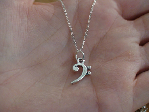 Bass Clef - Sterling Silver Charm Necklace