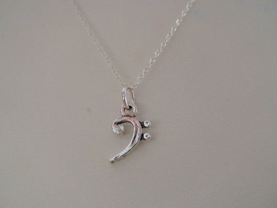 Bass Clef - Sterling Silver Charm Necklace