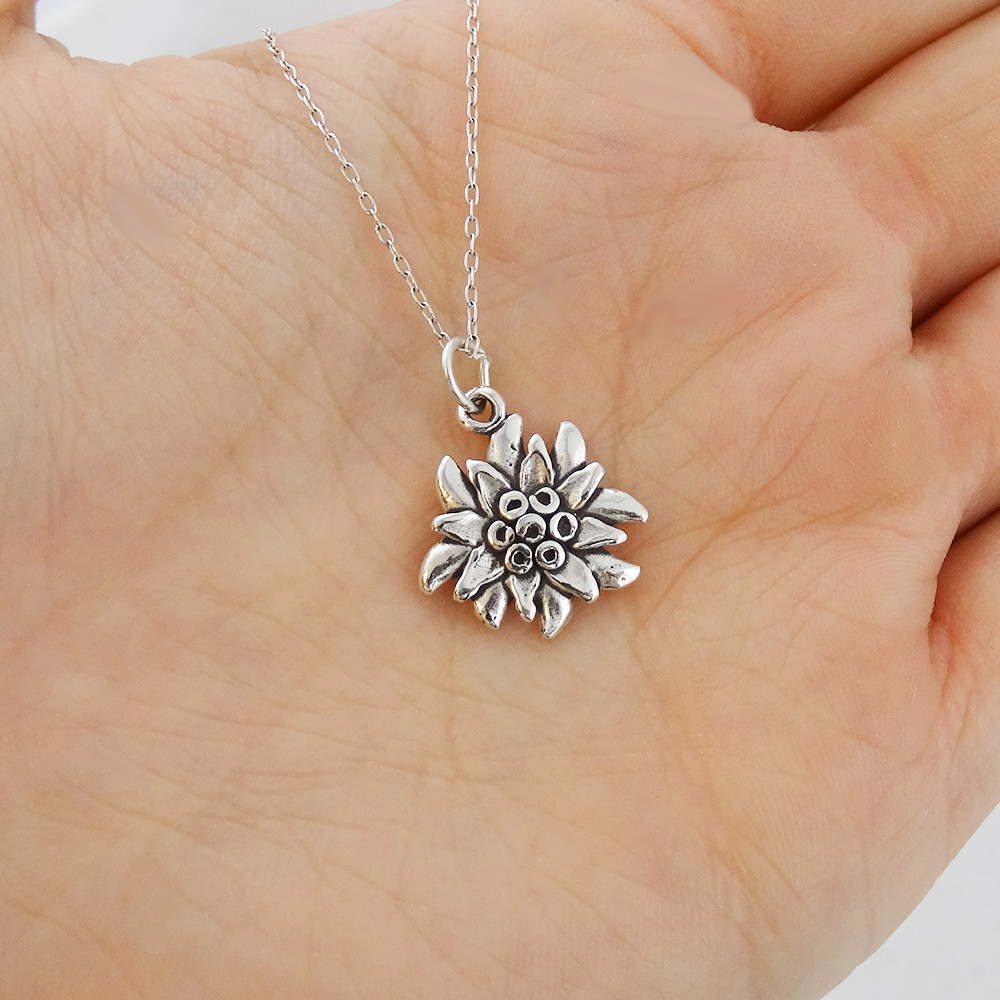 EDELWEISS FLOWER - Sterling Silver Charm Necklace