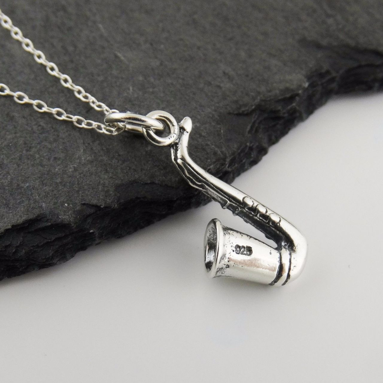 Saxophone Necklace - 925 Sterling Silver - FashionJunkie4Life