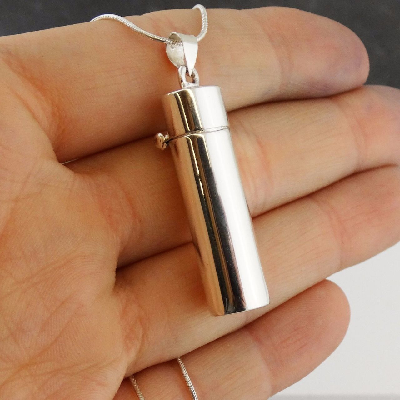 Cylinder Locket Necklace 925 Sterling Silver - FashionJunkie4Life