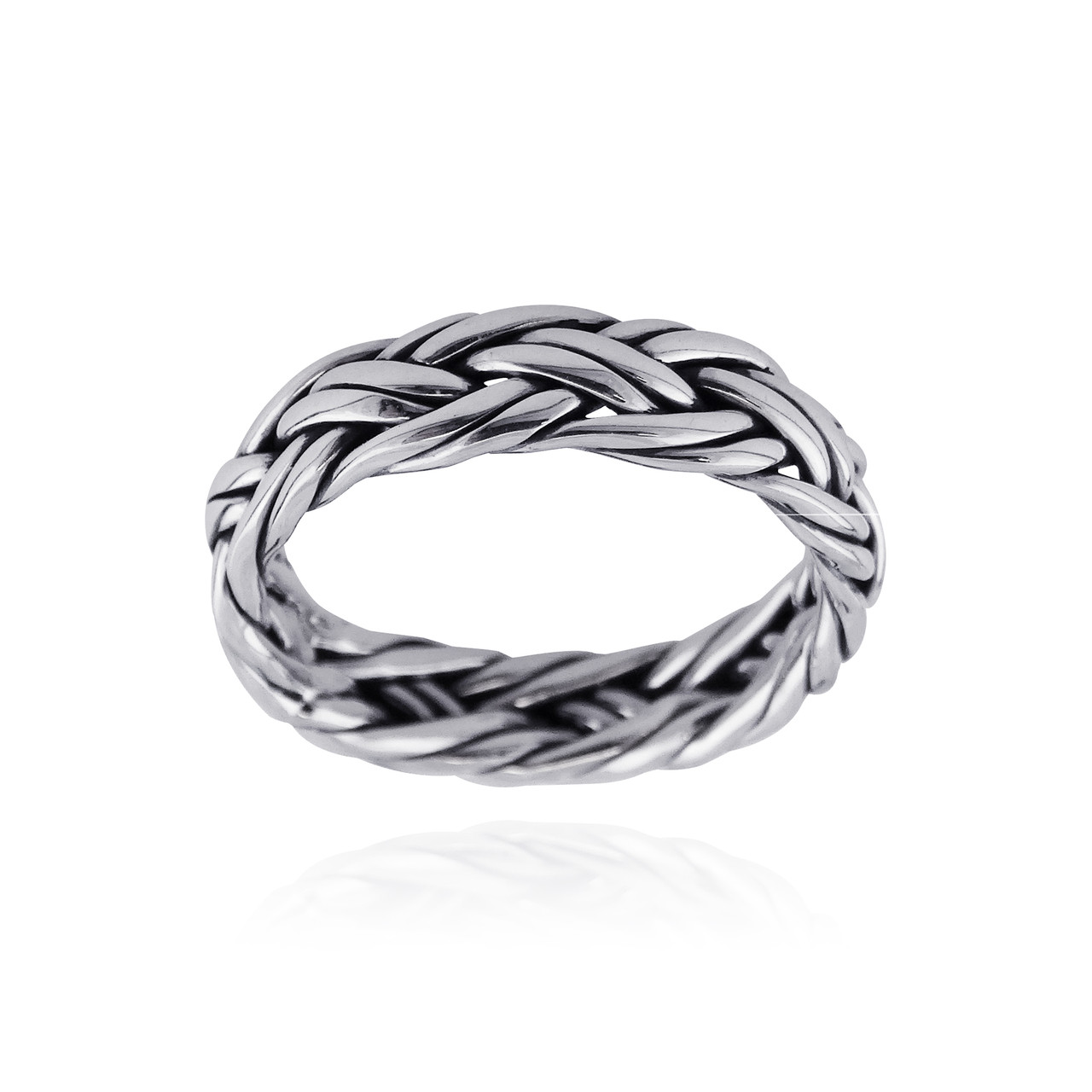 Braided Rope Ring Band - Sterling Silver - FashionJunkie4Life