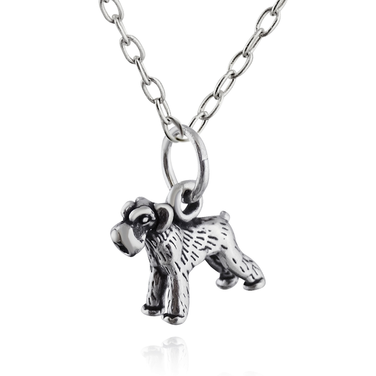 Small 3D Schnauzer Dog Charm Necklace - Sterling Silver ...