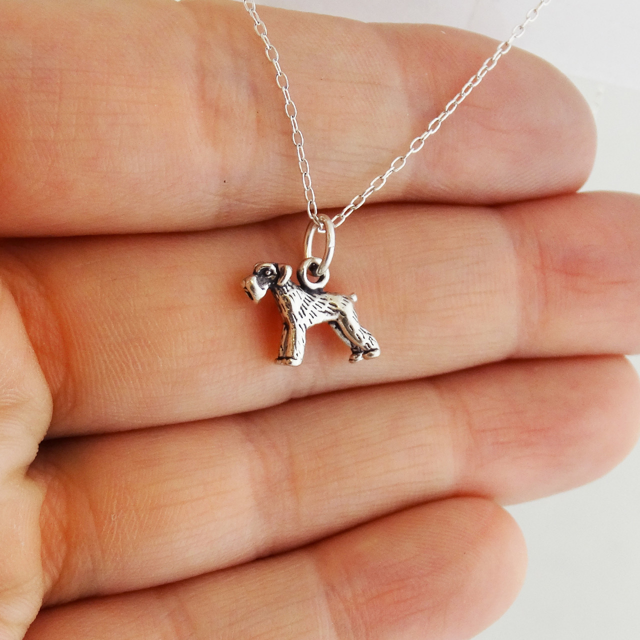 Small 3D Schnauzer Dog Charm Necklace - Sterling Silver ...