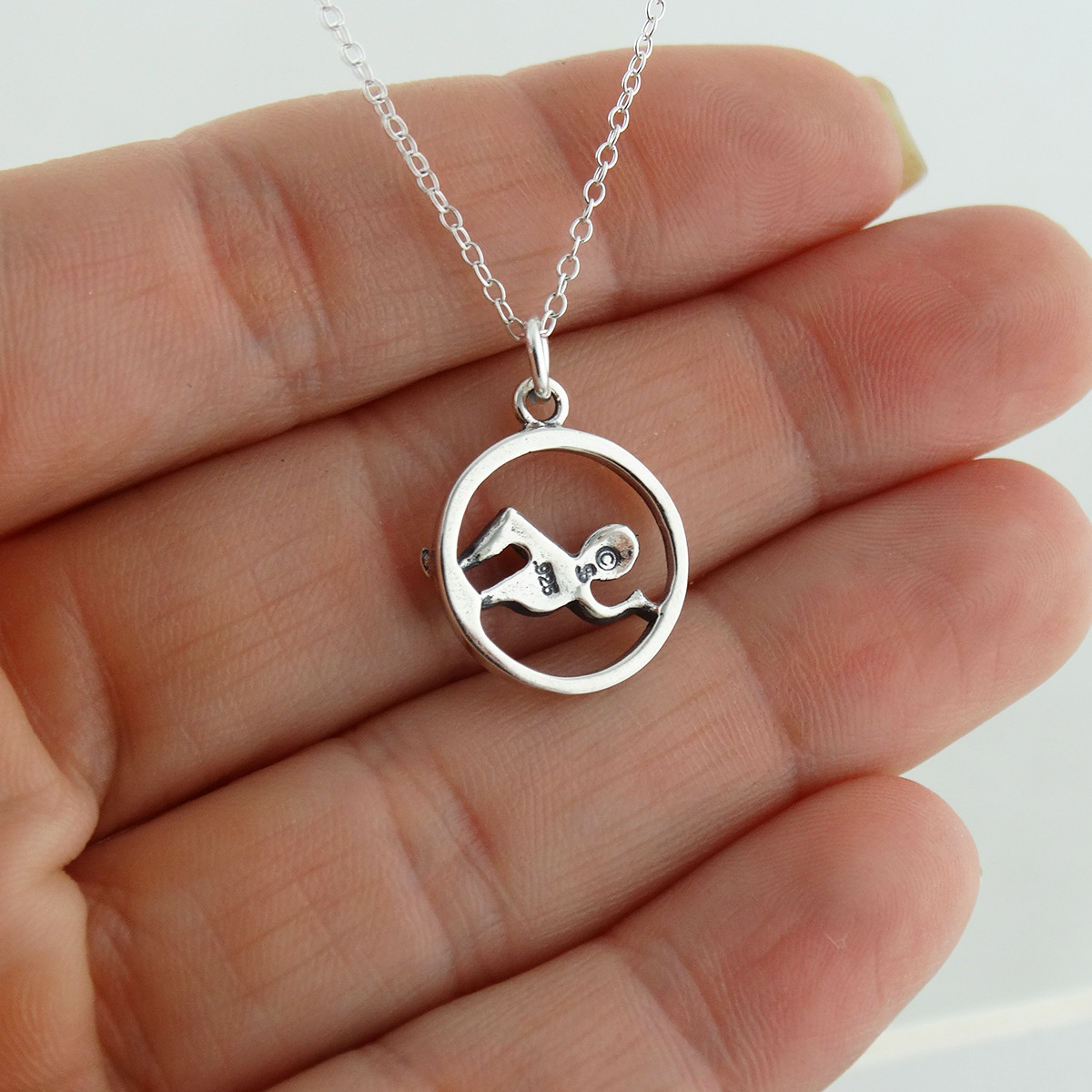 Swimmer Pendant Necklace - Sterling Silver - FashionJunkie4Life