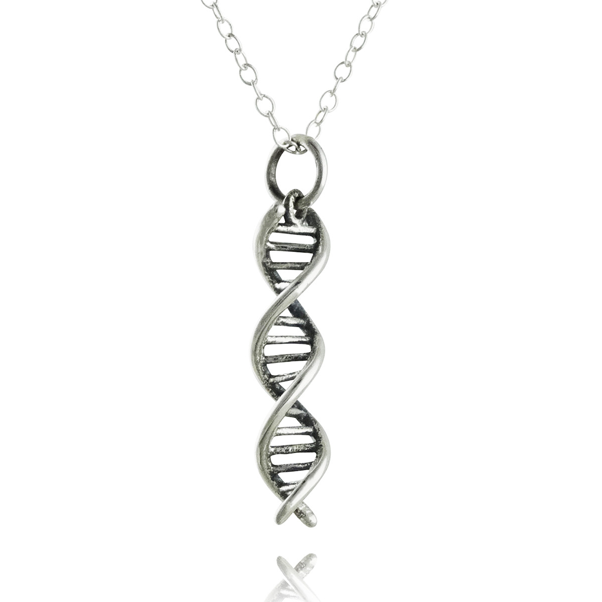 Sterling Silver Double Helix DNA Charm Necklace - FashionJunkie4Life