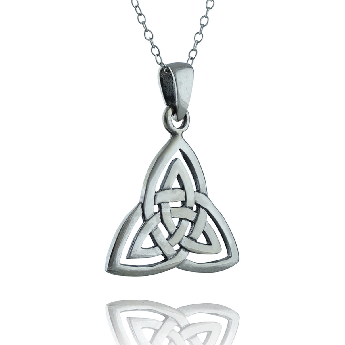 Sterling Silver Celtic Knot Double Triquetra Pendant Necklace ...