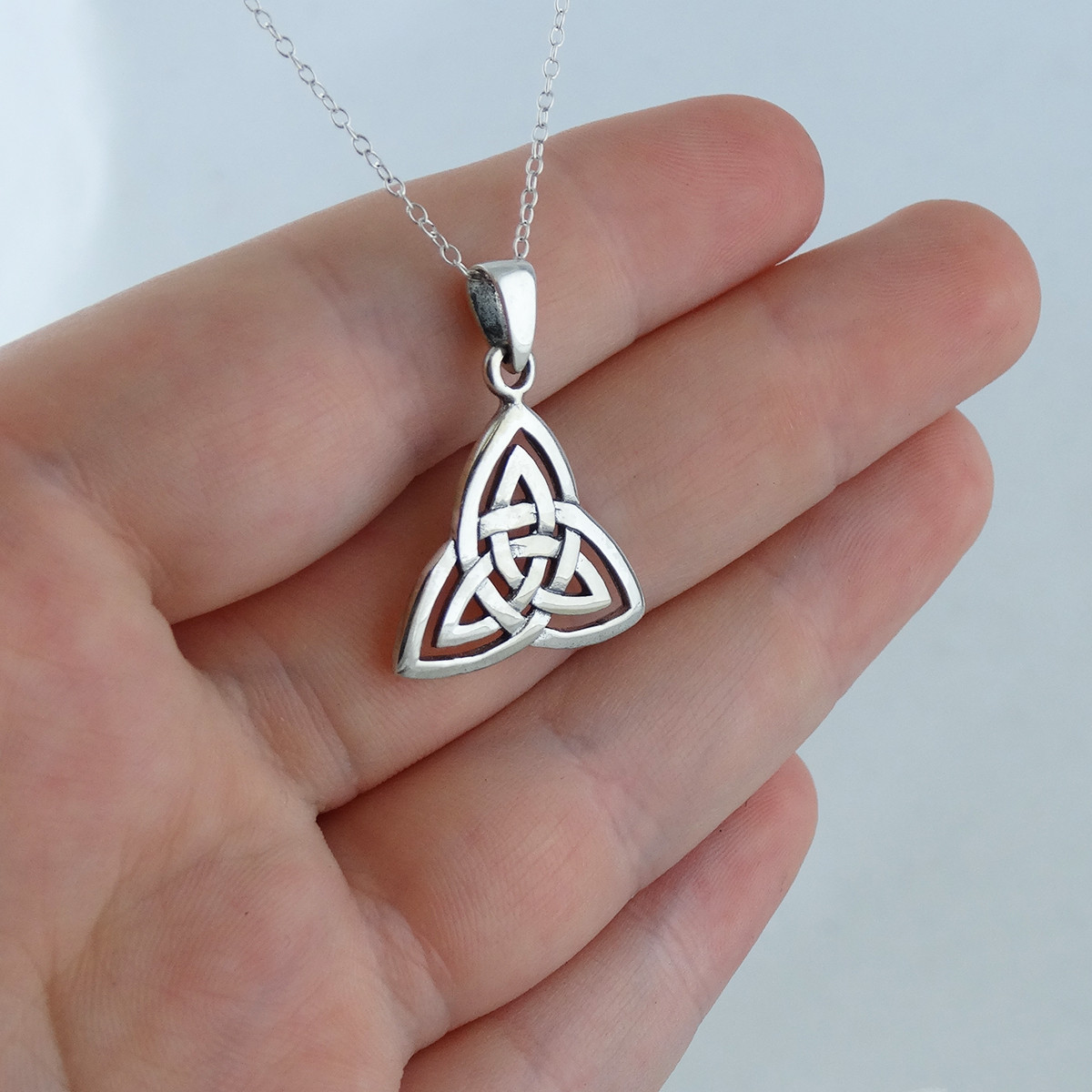 Sterling Silver Celtic Knot Double Triquetra Pendant Necklace ...