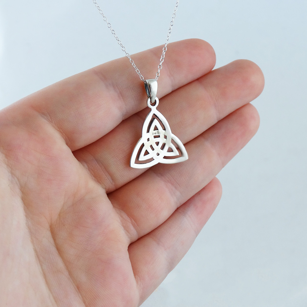 Sterling Silver Celtic Knot Double Triquetra Pendant Necklace ...