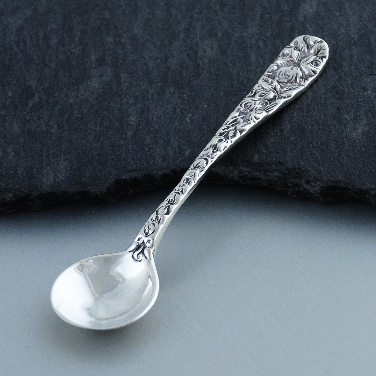 Sterling Silver Floral Handle Salt Spoon - FashionJunkie4Life