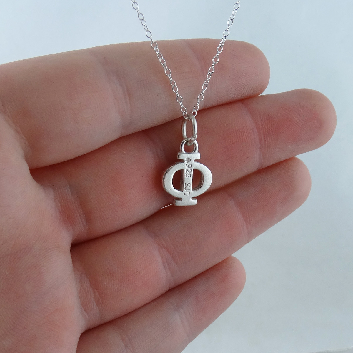 Greek Alphabet Letter PHI Charm Necklace - Sterling Silver ...