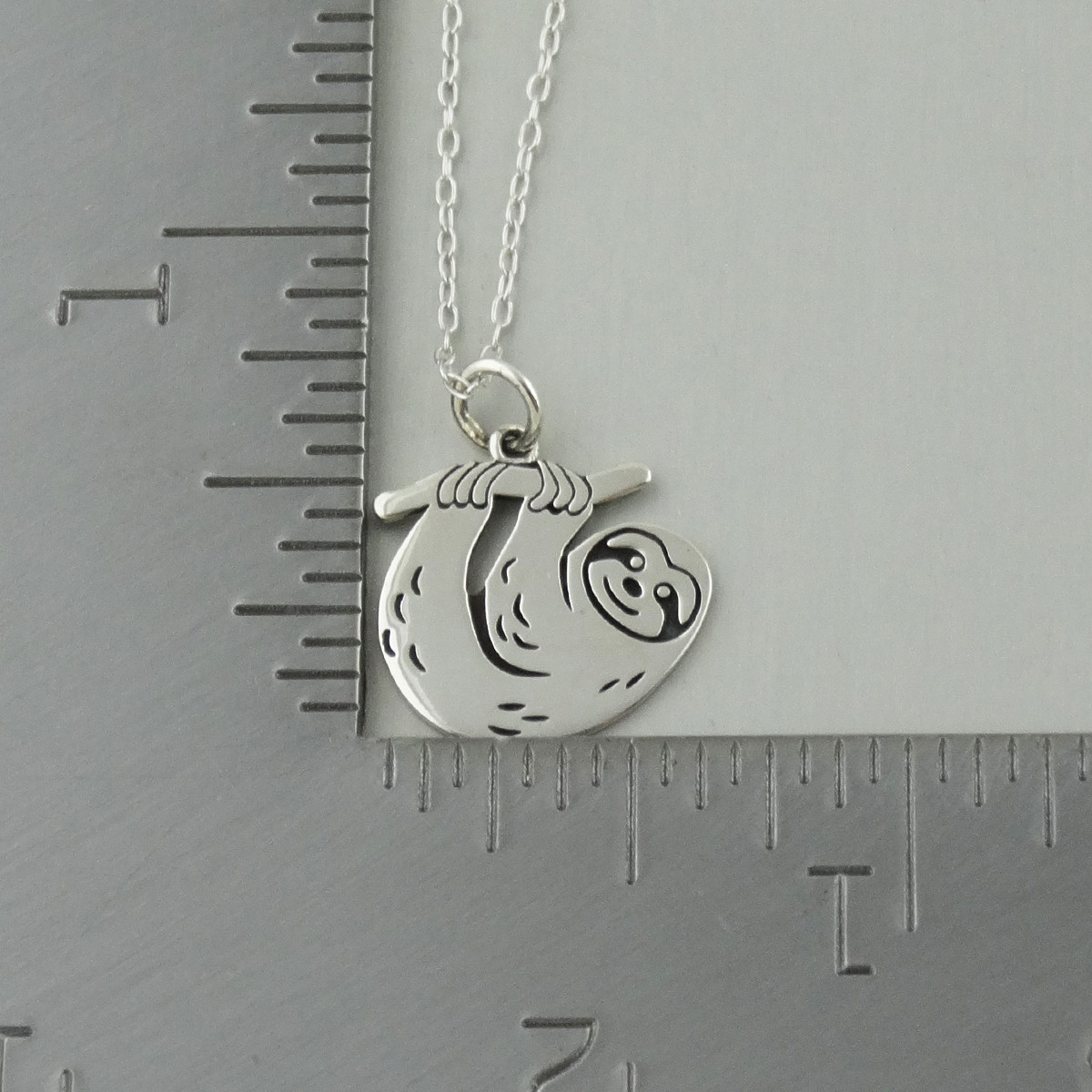 Sloth Charm Necklace, Etched Sterling Silver - FashionJunkie4Life