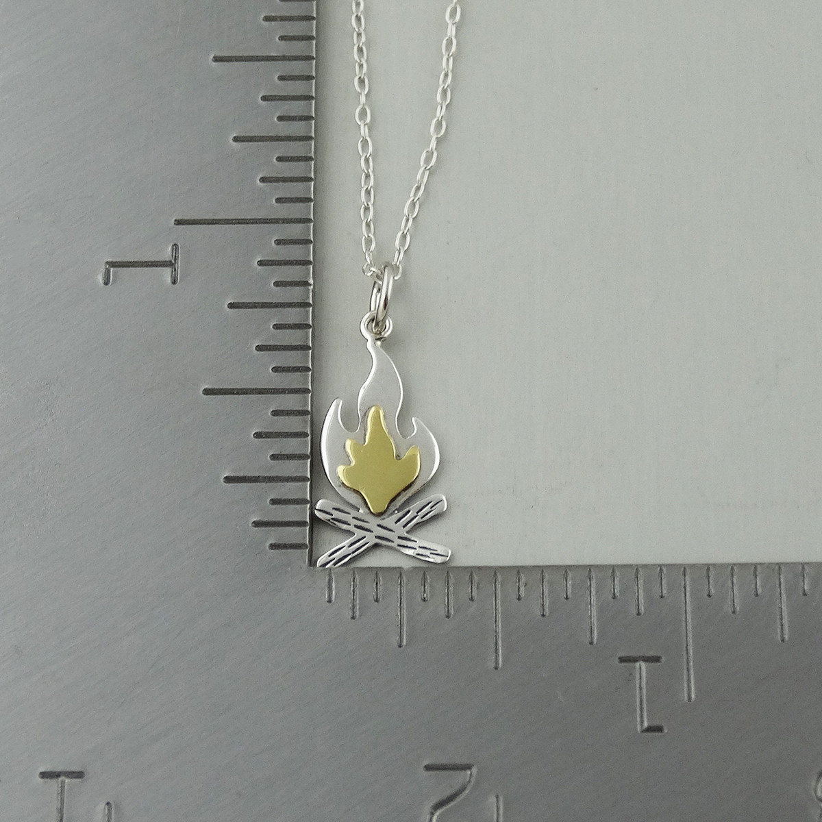 Campfire Charm Necklace w/ Bronze Flames, Sterling Silver ...