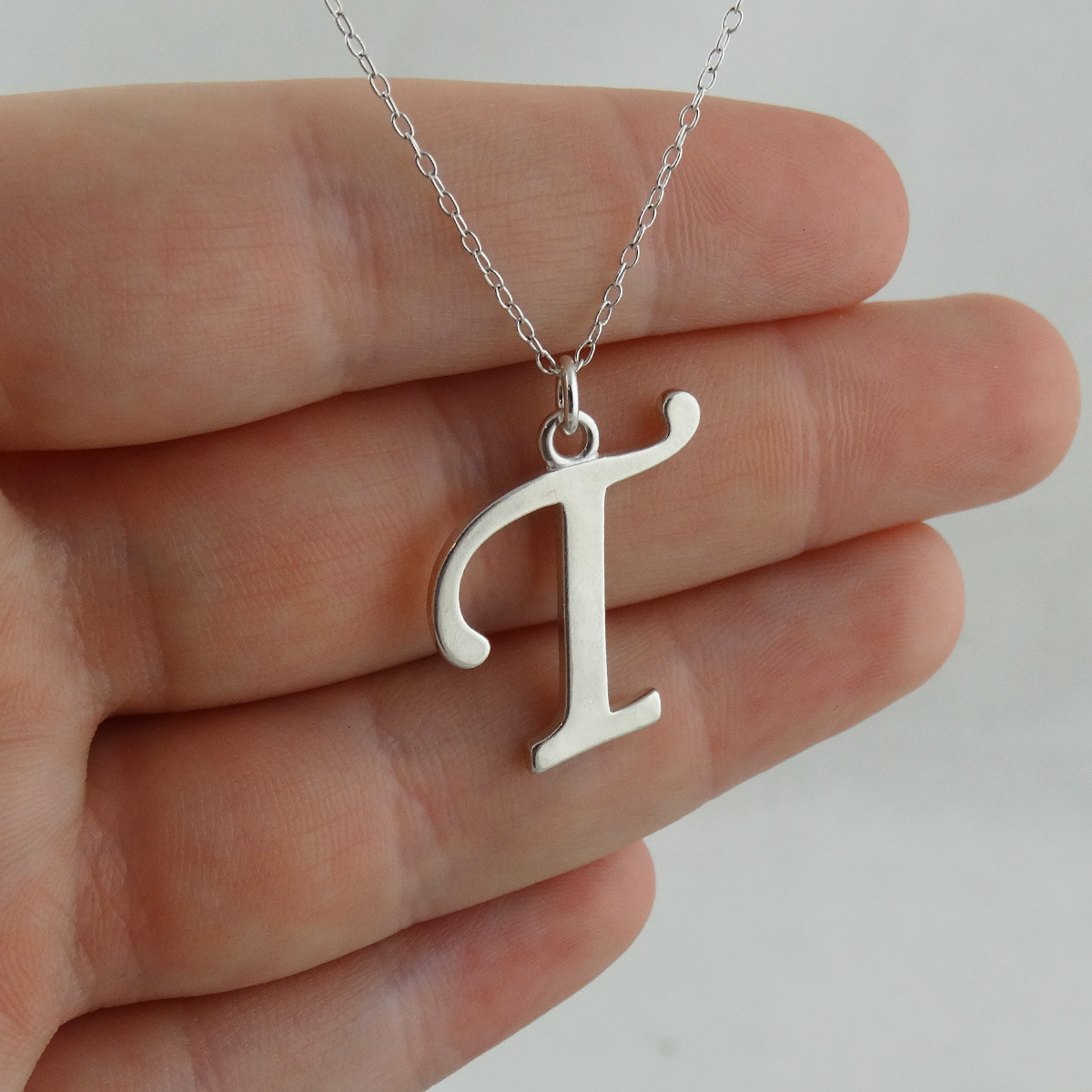 Script Letter T Charm Necklace, Sterling Silver - FashionJunkie4Life