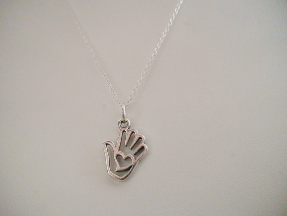 Heart in Hand - Sterling Silver Charm Necklace
