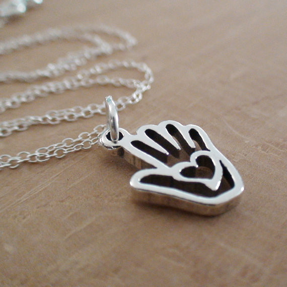 Heart in Hand - Sterling Silver Charm Necklace