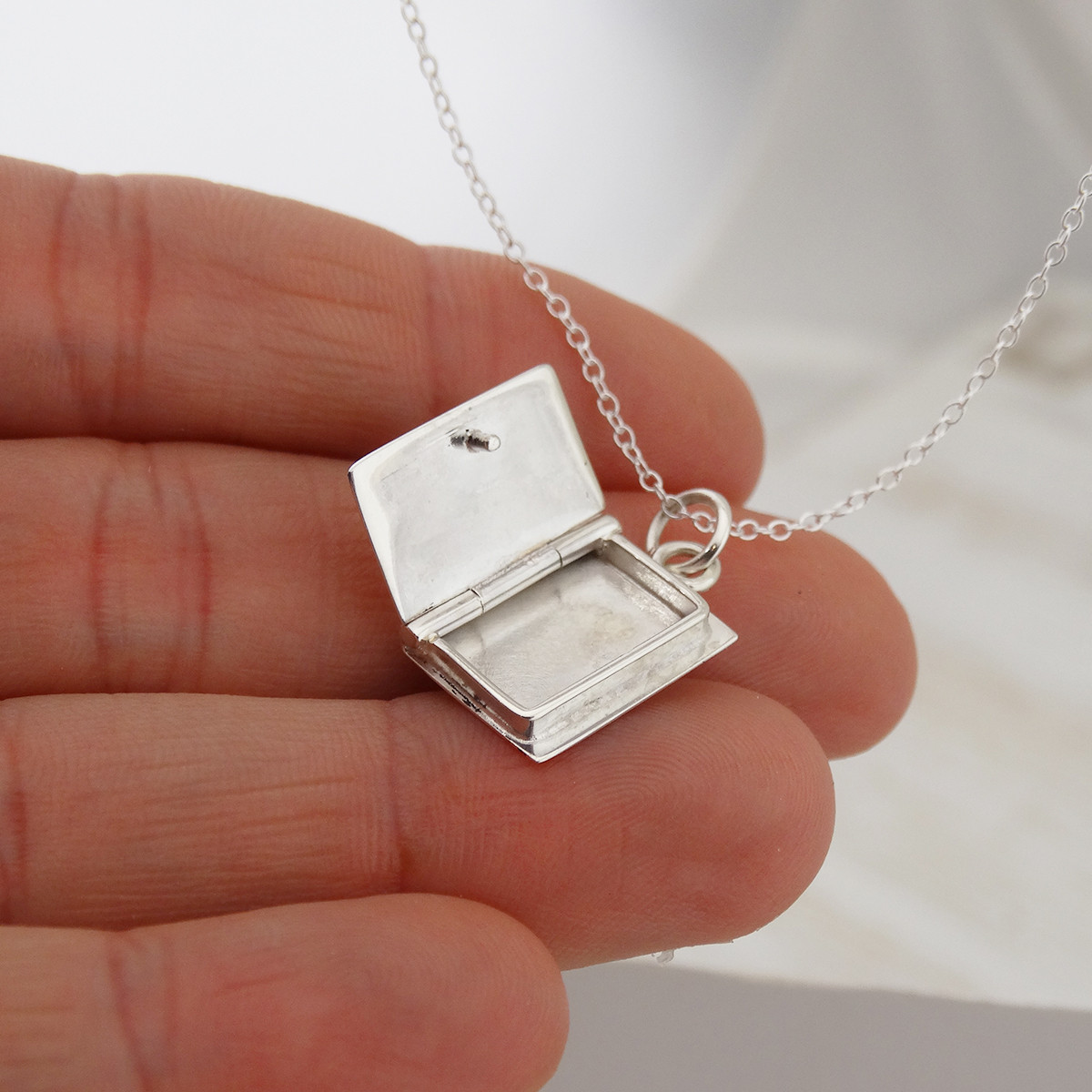 Sterling Silver Book Locket Photo Picture Pendant Necklace ...