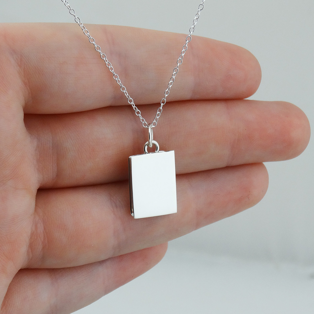 Sterling Silver Book Locket Photo Picture Pendant Necklace ...