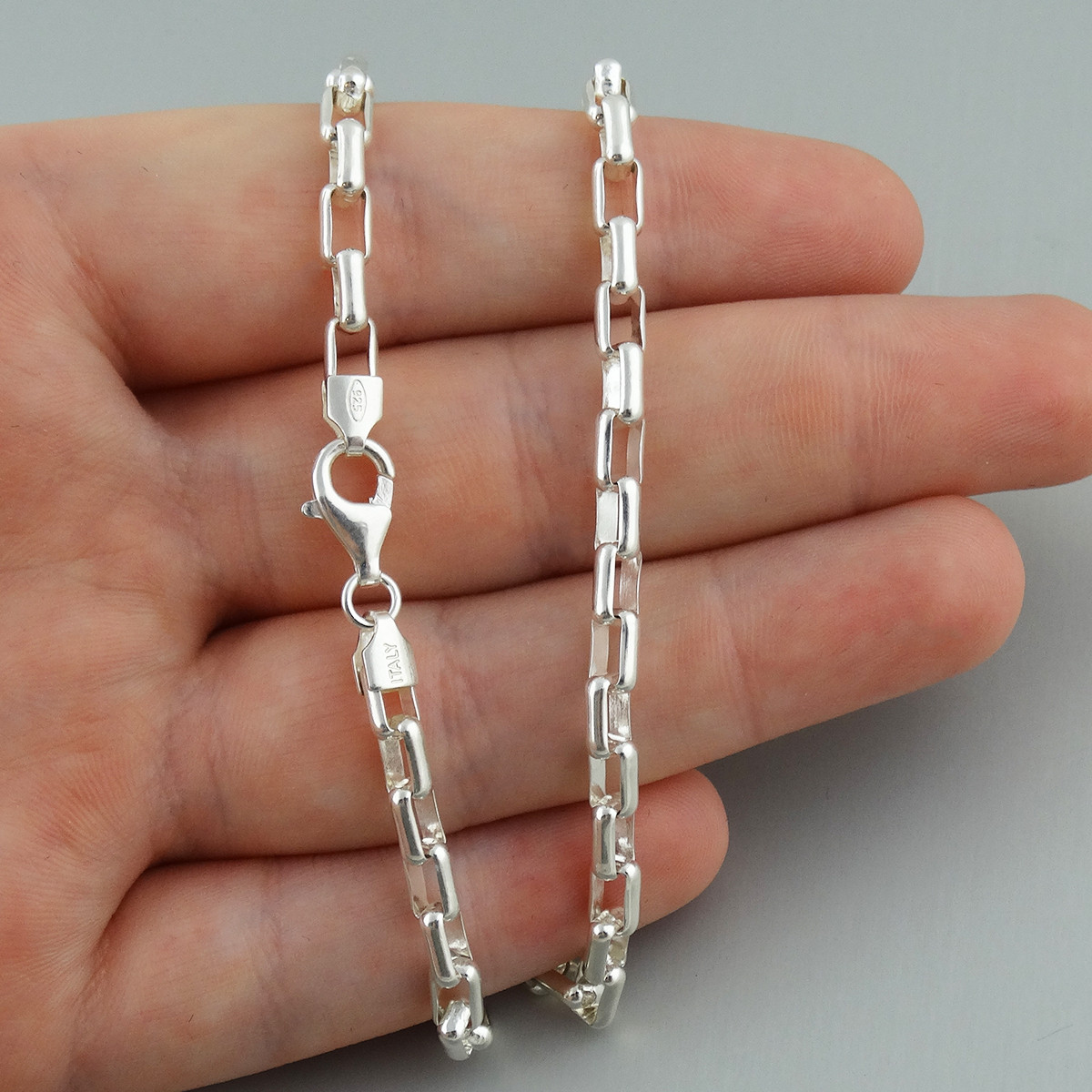 4.1mm Long Link Box Chain Necklace - 925 Sterling Silver ...