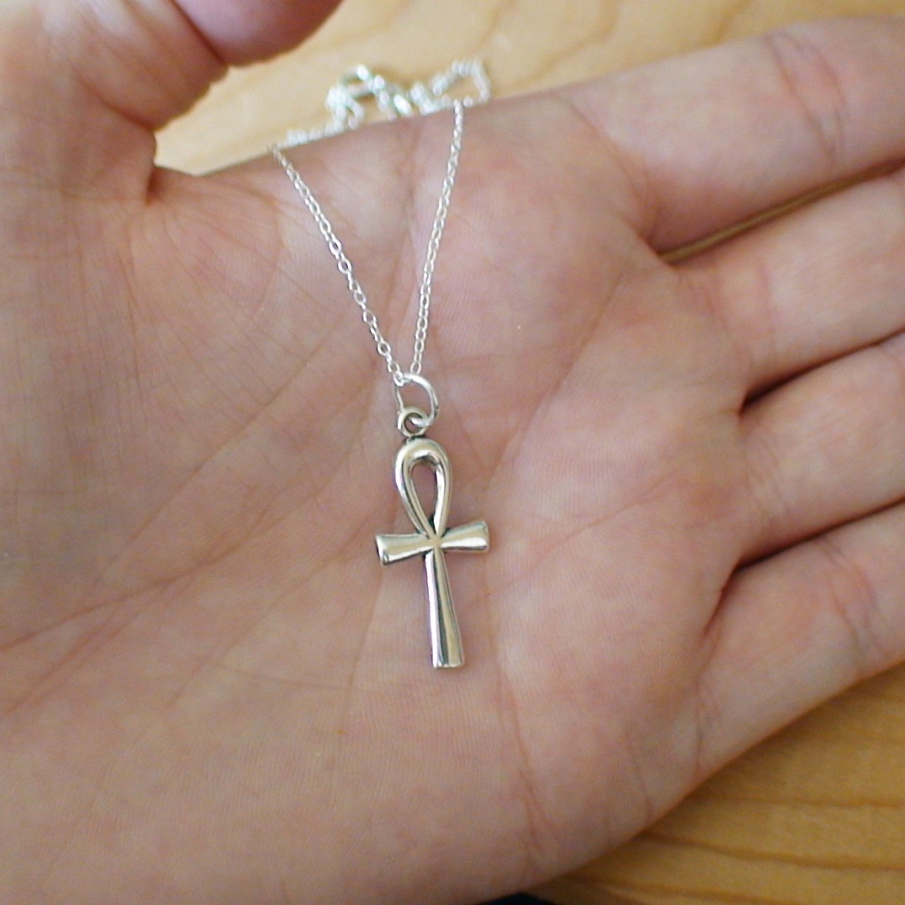 Sterling Silver Ankh Charm Necklace