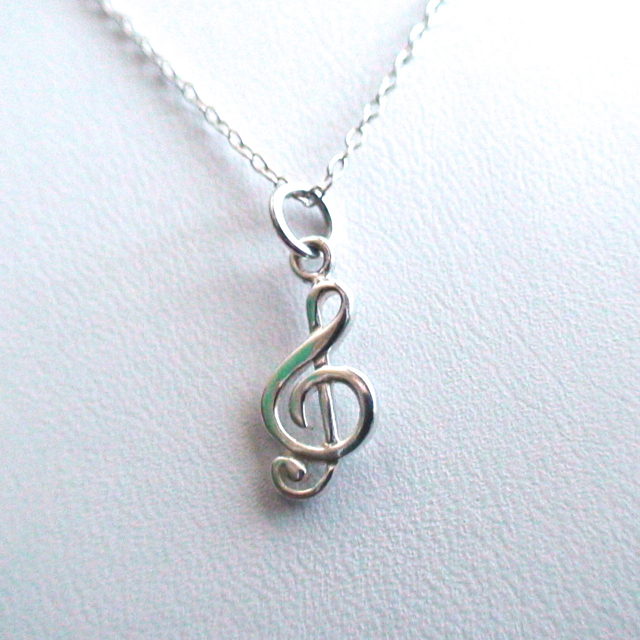 Sterling Silver Tiny Treble Clef Necklace