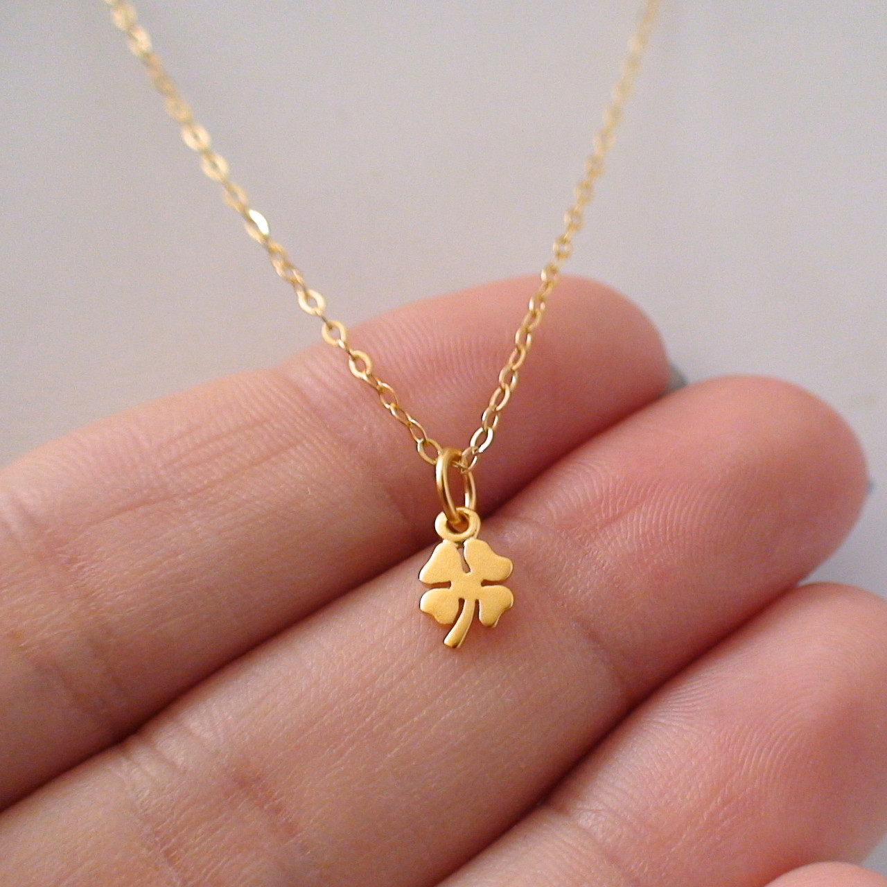 Tiny Four Leaf Clover Necklace - 24k Gold Plated Sterling